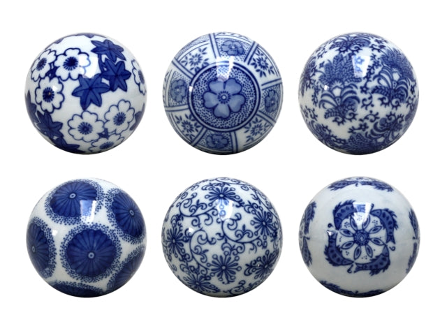 Blue & White Porcelain Decor Balls 7cm - set of 3 | Maisie & Clare ...