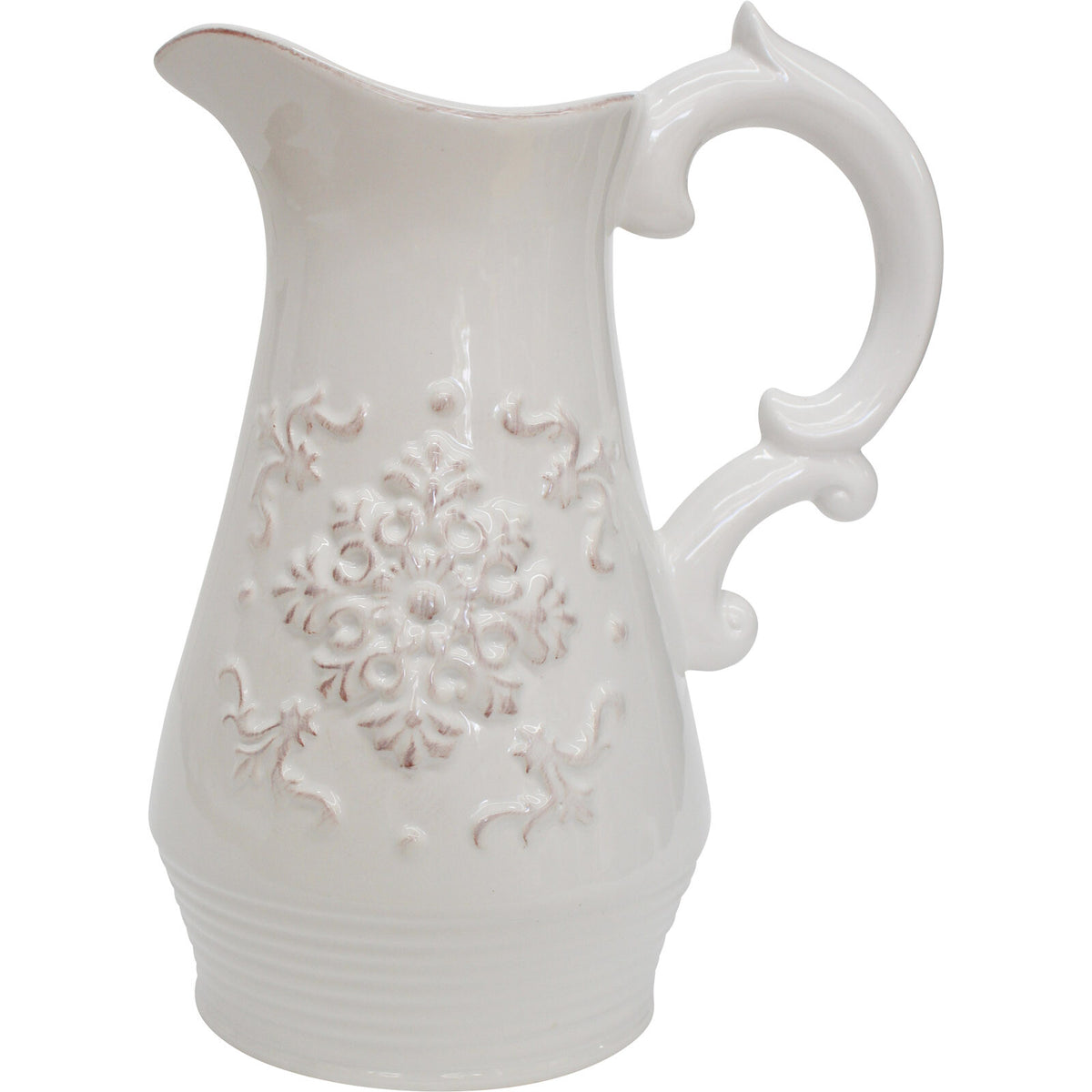 White Ceramic Jug - Ornate Decorative Handle | Jugs | maisie & clare