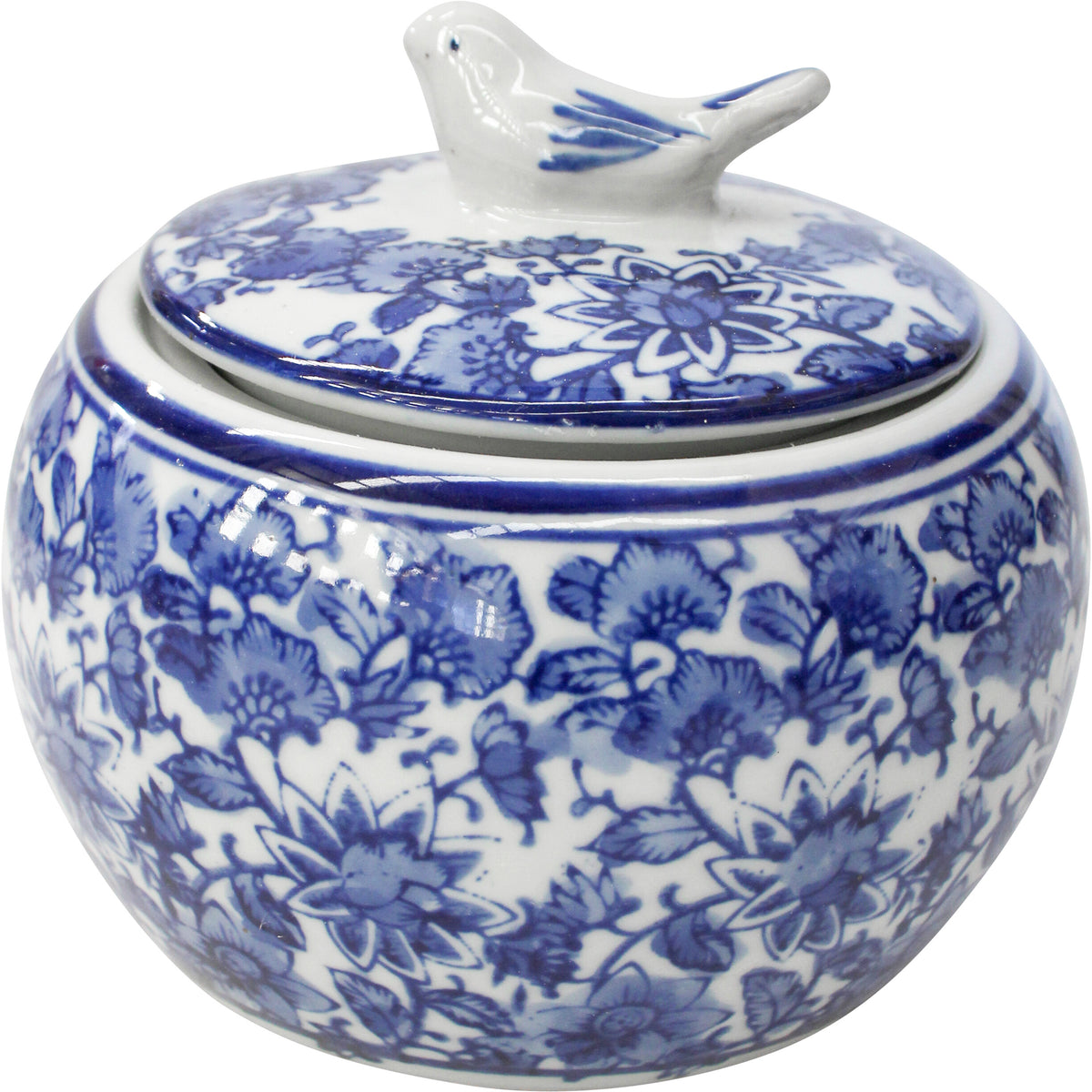 Blue & White Jar with White Bird | Hamptons Ceramics | maisie & clare